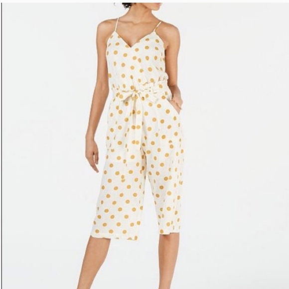 Monteau | Pants & Jumpsuits | Monteau Linen Crop Polka Dot Tangerine ...